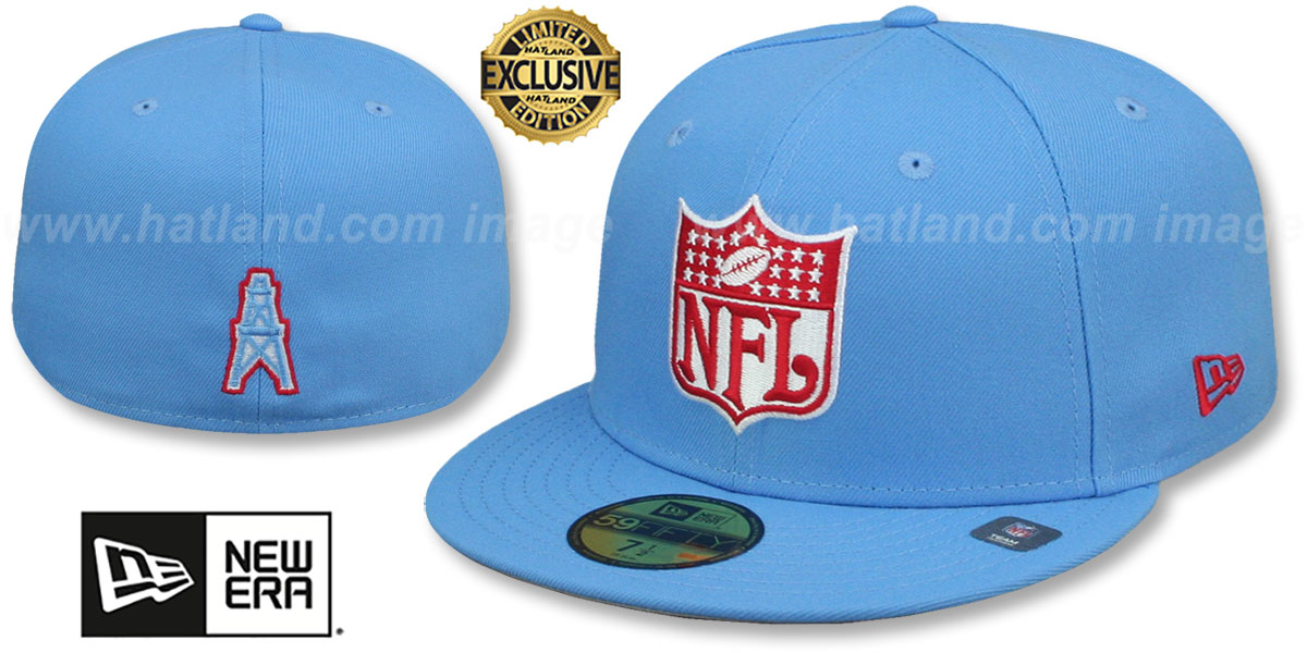 Houston Oilers THROWBACK NFL SHIELD-BASIC Sky Fitted Hat