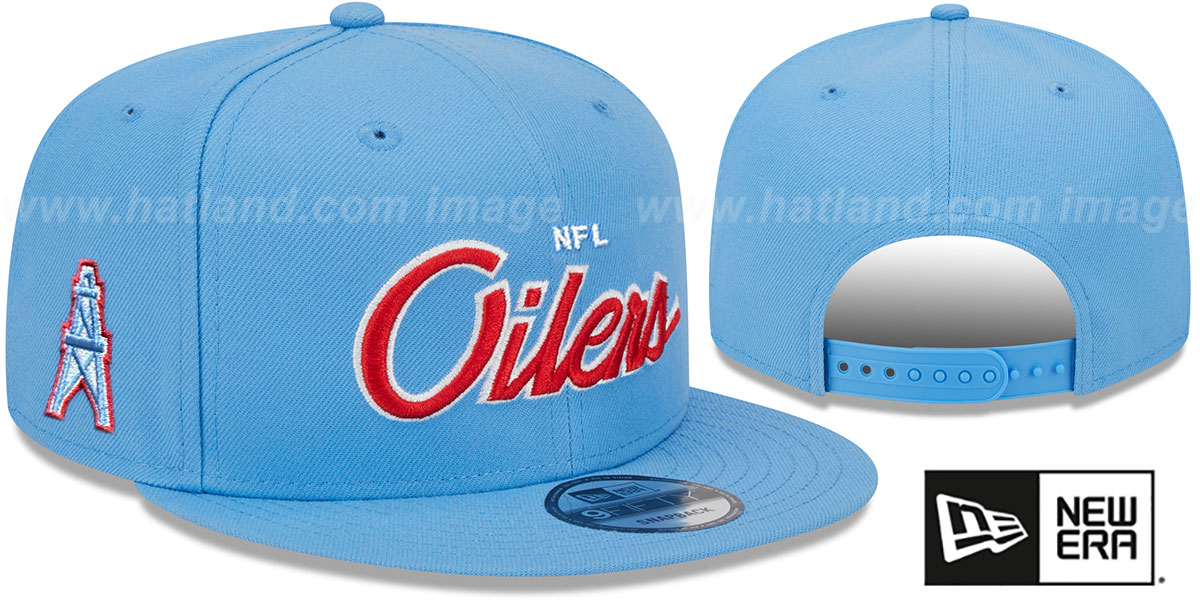 Houston Oilers THROWBACK TEAM-SCRIPT SNAPBACK Sky Hat