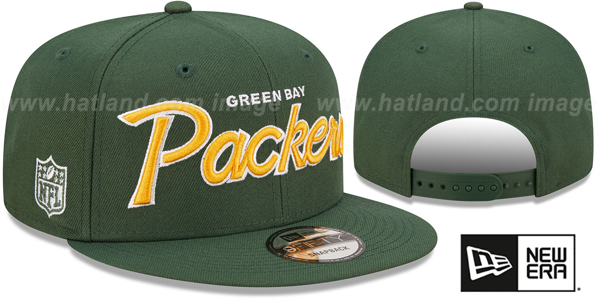 Green Bay Packers SCRIPT-UP SNAPBACK Green Hat by New Era