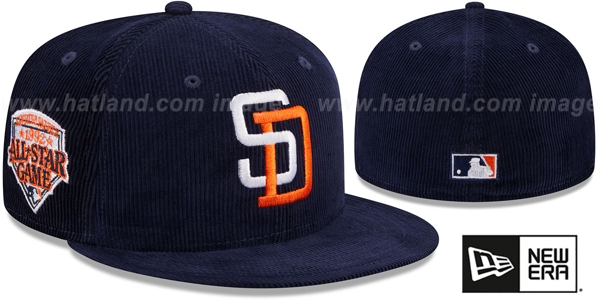 San Diego Padres OLD SCHOOL CORDUROY SIDE-PATCH Navy Fitted Hat