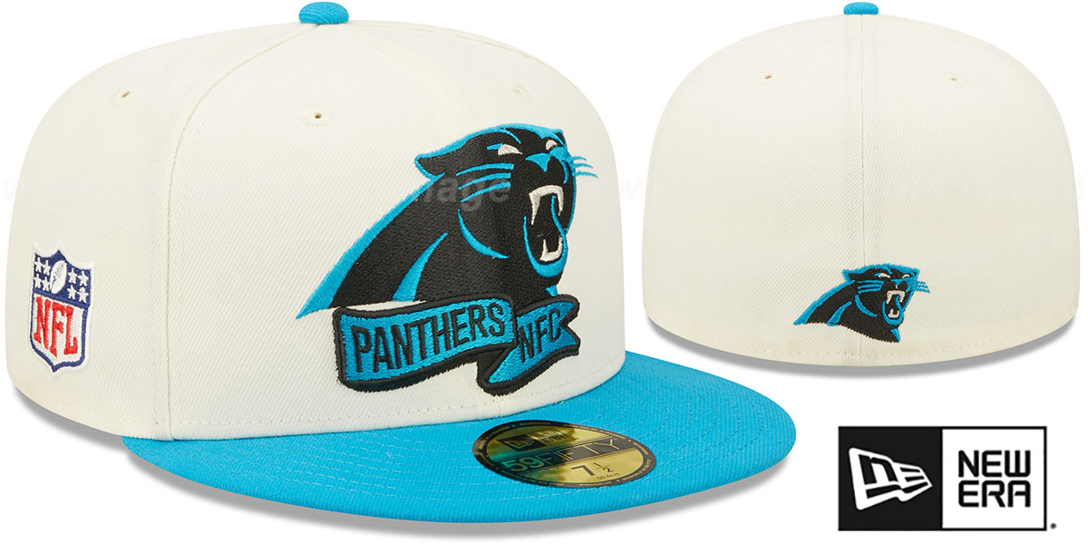 Carolina Panthers 2022 NFL SIDELINE Cream-Blue Fitted Hat