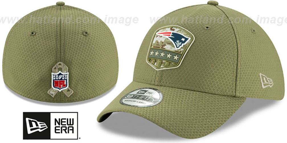 New England Patriots 2019 SALUTE-TO-SERVICE FLEX Olive Hat