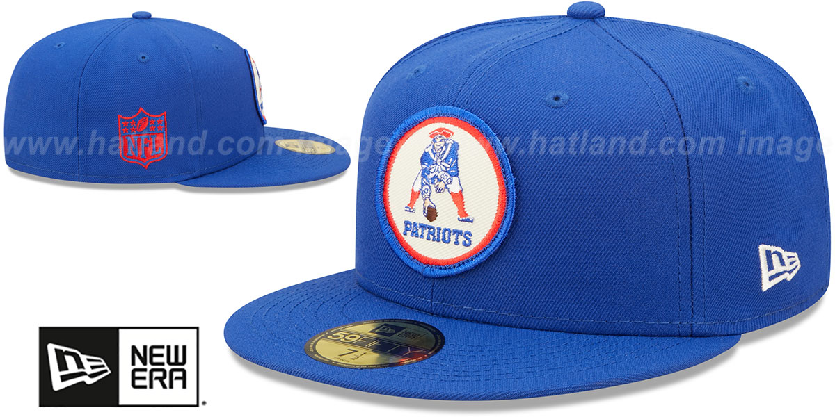 New England Patriots 2022 NFL THROWBACK SIDELINE Royal Fitted Hat