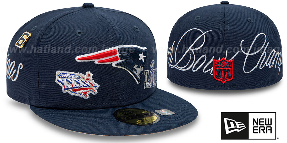 New England Patriots HISTORIC CHAMPIONS Navy Fitted Hat