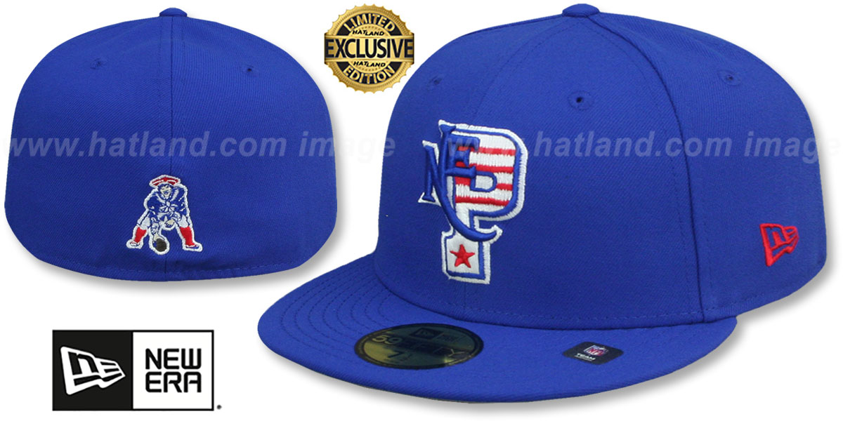 New England Patriots THROWBACK NFL LIGATURE Royal Fitted Hat