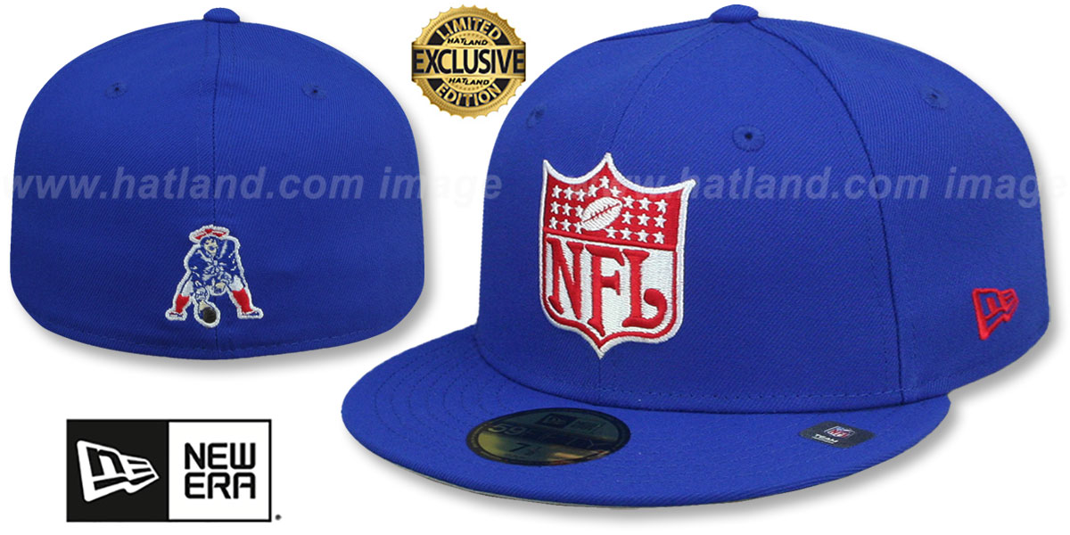 New Engalnd Patriots THROWBACK NFL SHIELD-BASIC Royal Fitted Hat
