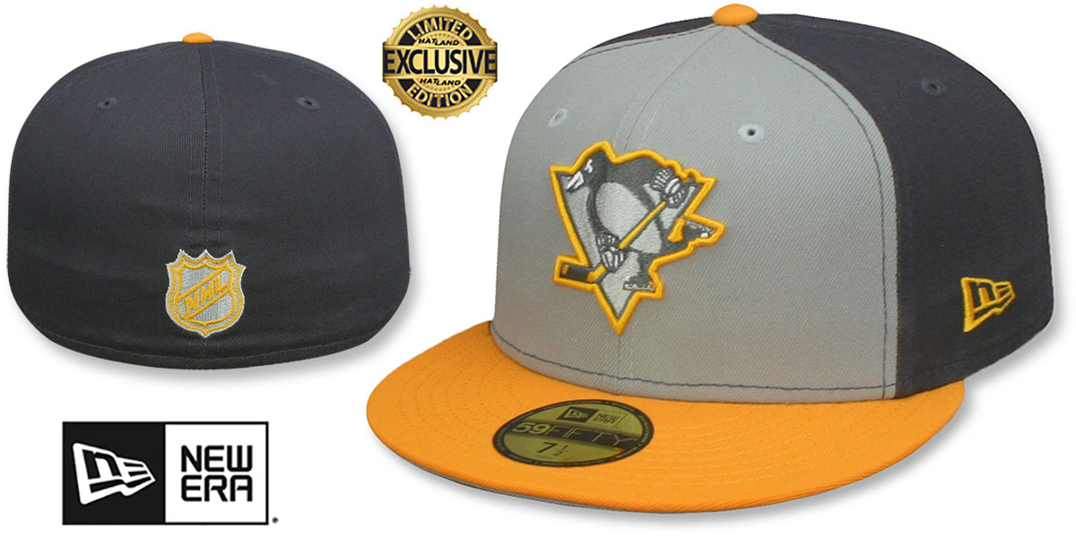 Pittsburgh Penguins GREY TONE Grey-Charcoal-Gold Fitted Hat