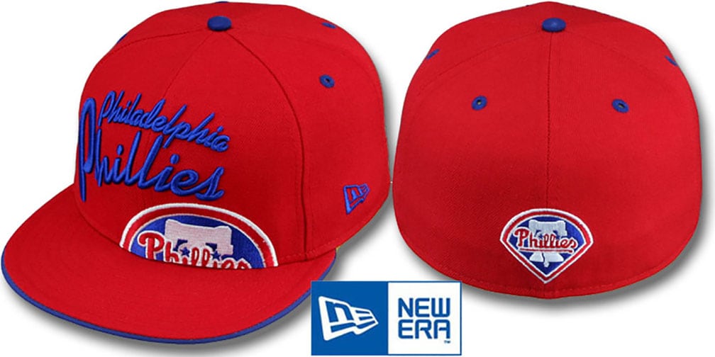 Philadelphia Phillies BIG-SCRIPT Red Fitted Hat by New Era