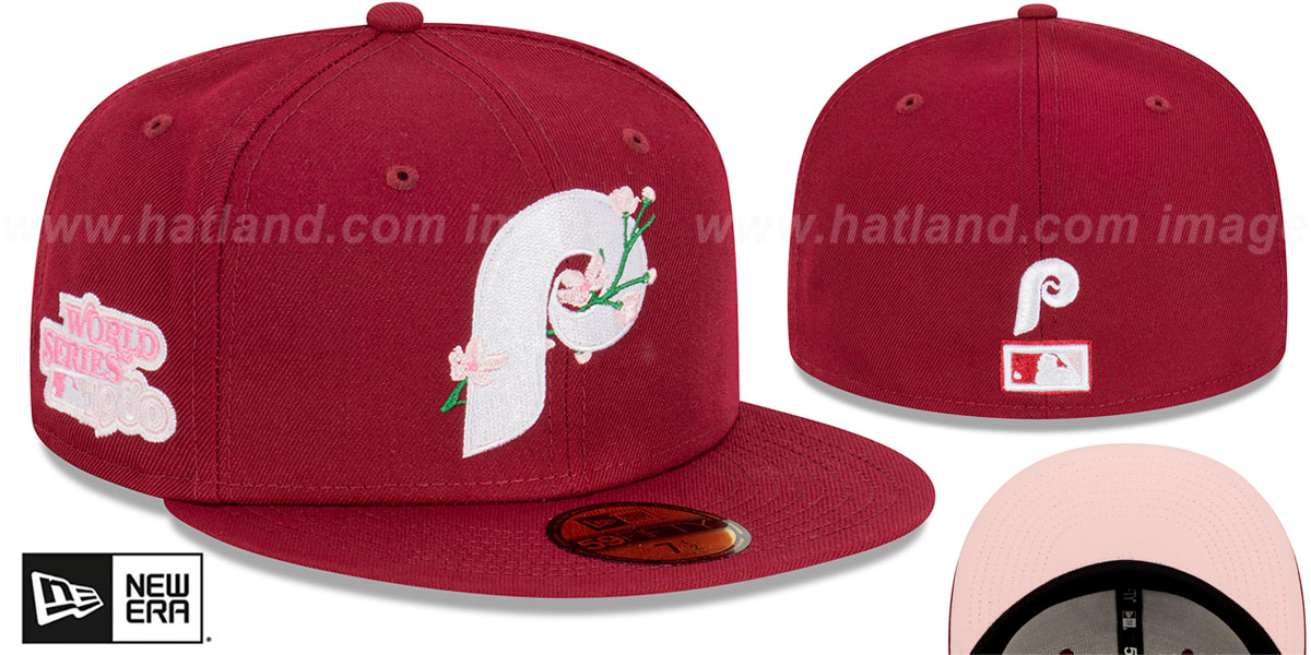 Philadelphia Phillies LOGO BLOOM SIDE-PATCH Burgundy-Pink Fitted