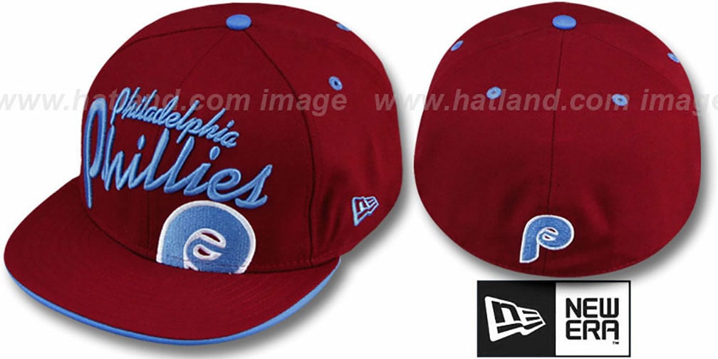 Philadelphia Phillies COOPERSTOWN BIG-SCRIPT Burgundy Fitted Hat