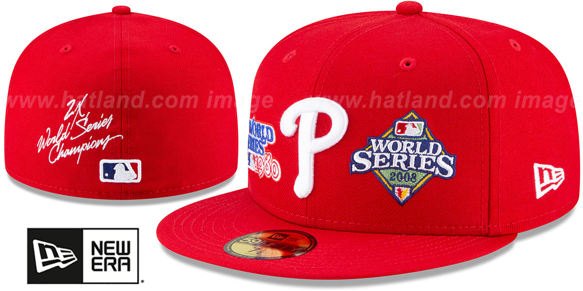 Philadelphia Phillies WORLD SERIES CHAMPS ELEMENTS Red Fitted Hat