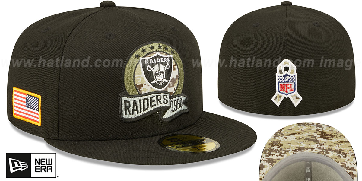 Las Vegas Raiders 2022 SALUTE-TO-SERVICE Black Fitted Hat
