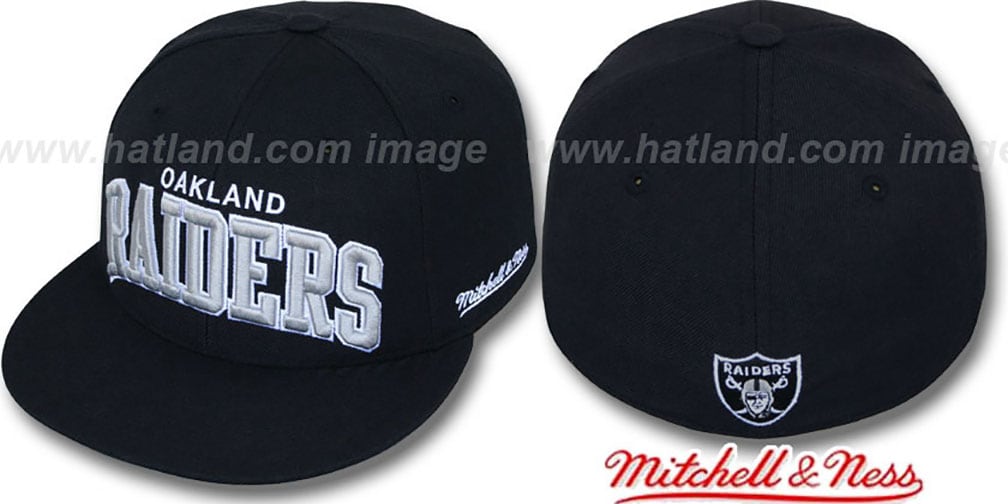 Raiders CLASSIC-ARCH Black Fitted Hat by Mitchell and Ness