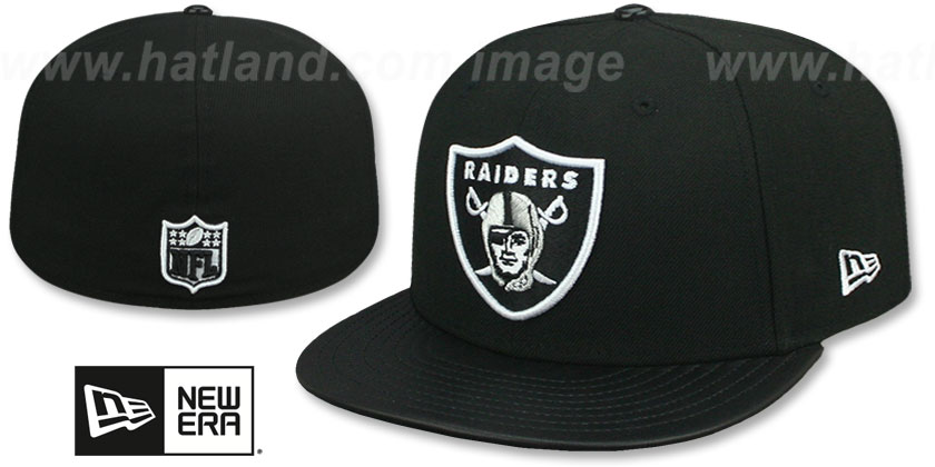 Las Vegas Raiders LEATHER VIZE TEAM-BASIC Black-White Fitted Hat