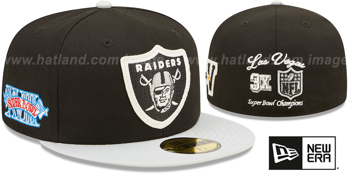 Las Vegas Raiders LETTERMAN SIDE-PATCH Fitted Hat by New Era