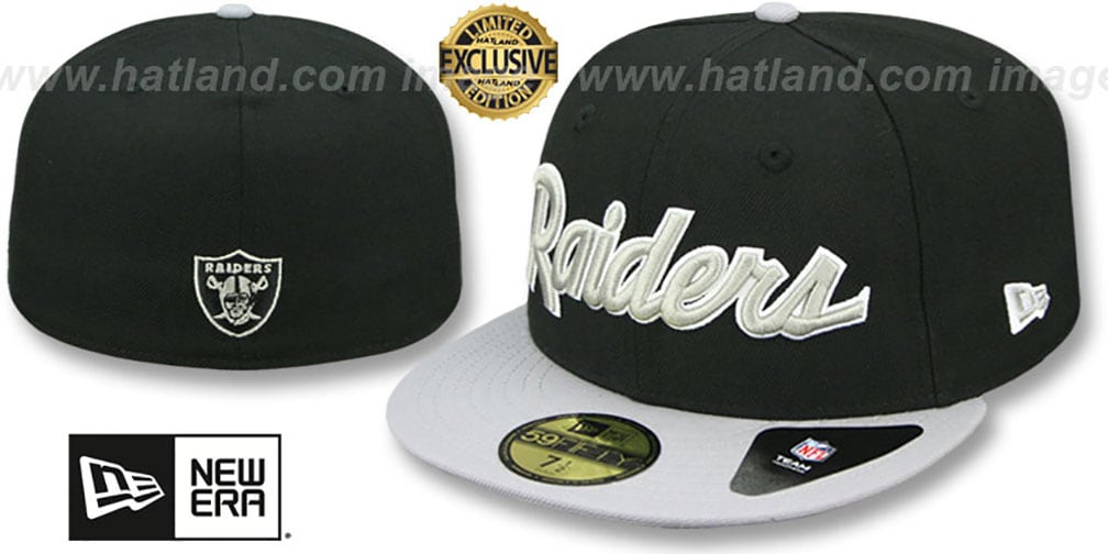 Oakland Raiders NFL TEAM-SCRIPT Black-Grey Fitted Hat