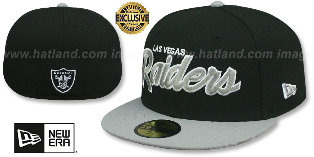 Las Vegas Raiders NFL TEAM-SCRIPT Black-Grey Fitted Hat