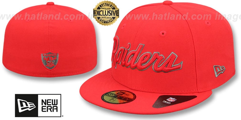 Oakland Raiders NFL TEAM-SCRIPT Fire Red-Fire Red Fitted Hat