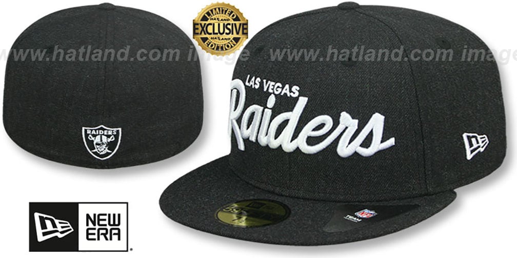Las Vegas Raiders NFL TEAM-SCRIPT Heather Black Fitted Hat