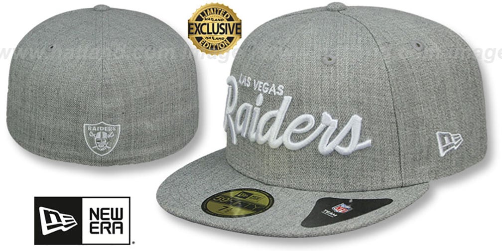 Las Vegas Raiders NFL TEAM-SCRIPT Heather Grey Fitted Hat