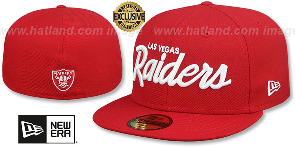 Las Vegas Raiders NFL TEAM-SCRIPT Red Fitted Hat by New Era