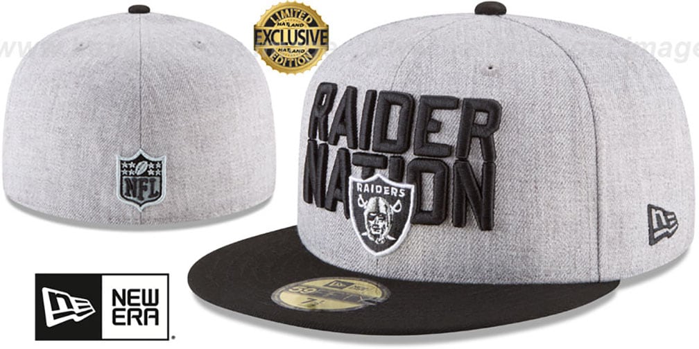 Las Vegas Raiders RAIDER-NATION Grey-Black Fitted Hat