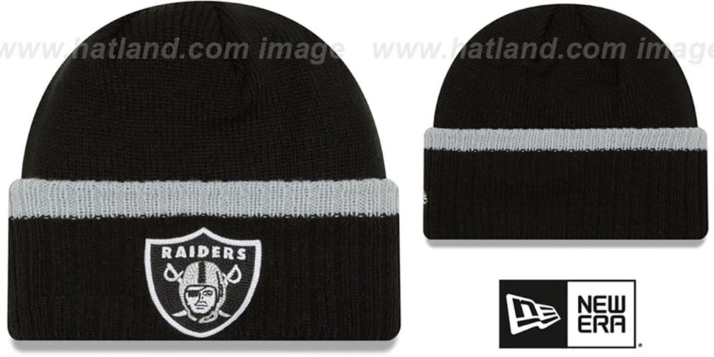 Raiders RIBBED-UP Black Knit Beanie Hat by New Era