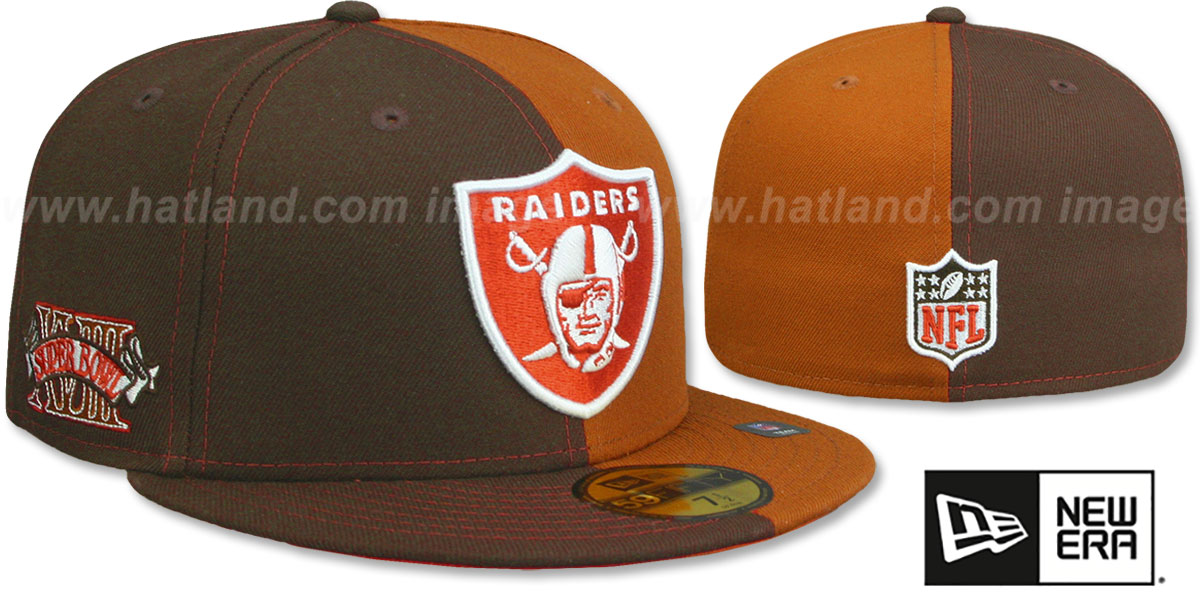 Las Vegas Raiders SB XVIII SPLIT SIDE-PATCH Brown-Wheat Fitted Ha