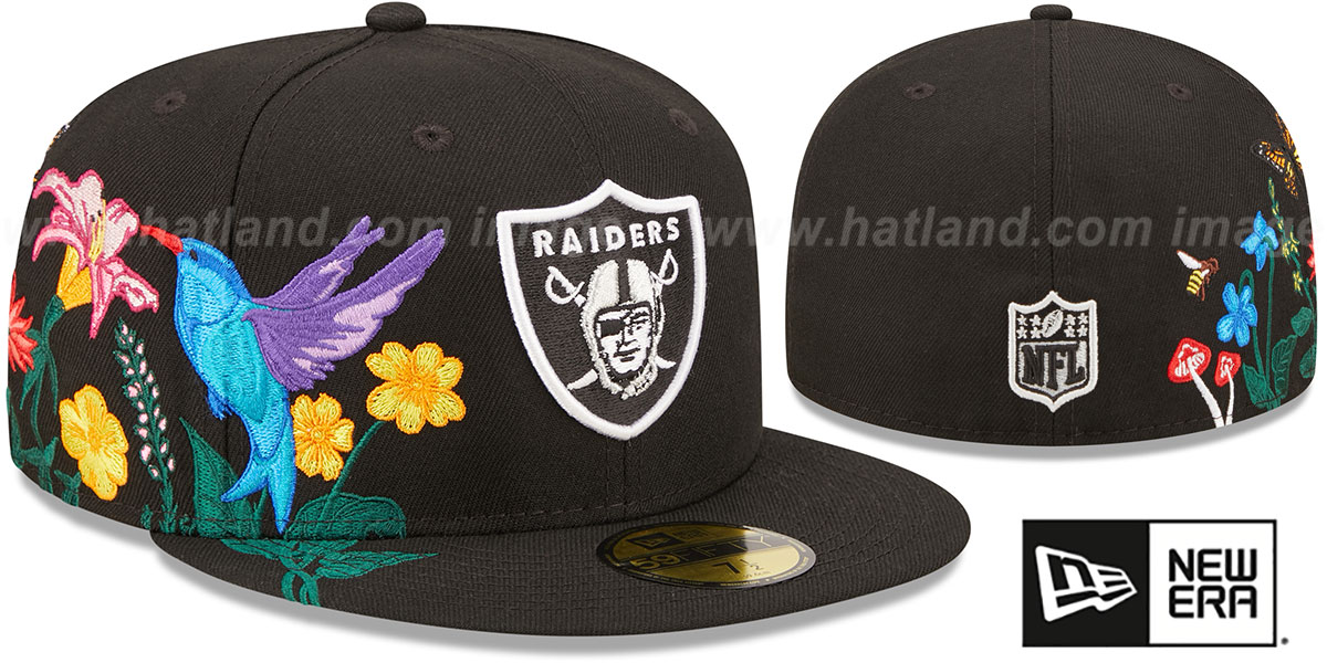 Las Vegas Raiders SIDE-BLOOM Black Fitted Hat by New Era