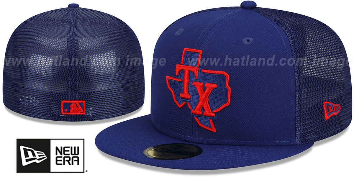 Texas Rangers BATTING PRACTICE TRUCKER Royal Fitted Hat
