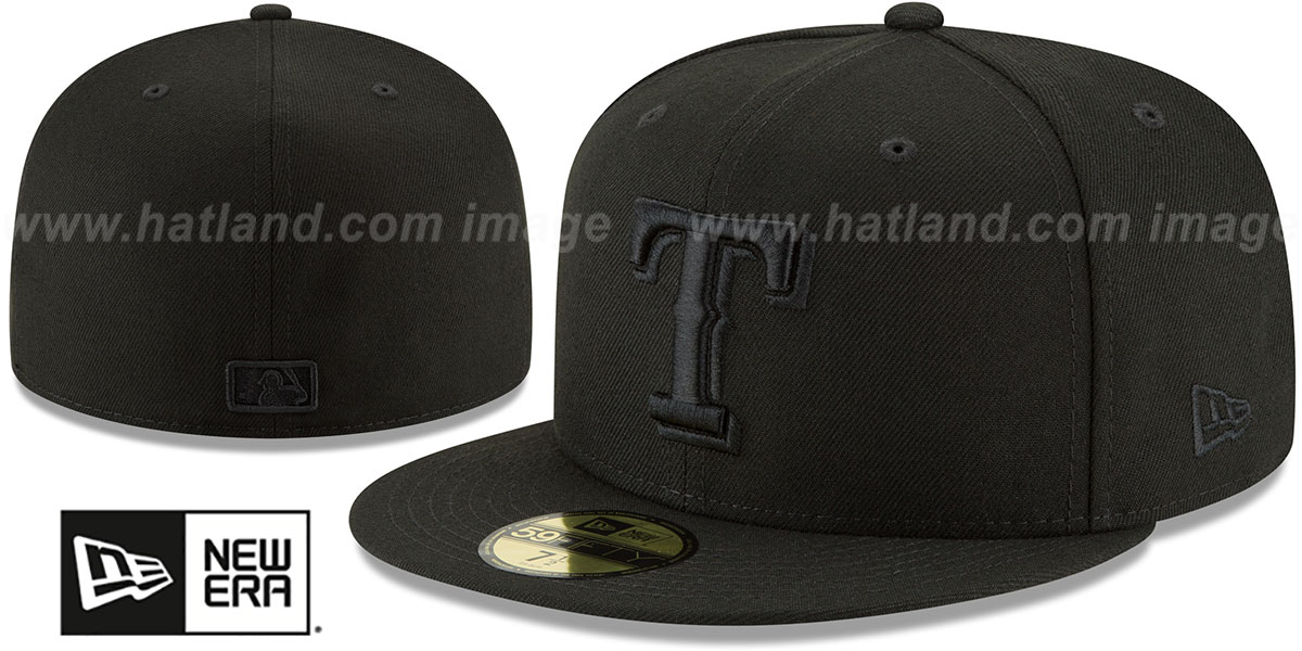 Texas Rangers BLACKOUT Fitted Hat by New Era