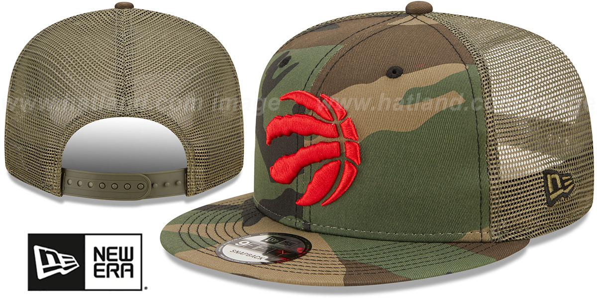 Toronto Raptors ARMY CAMO TRUCKER Hat by New Era