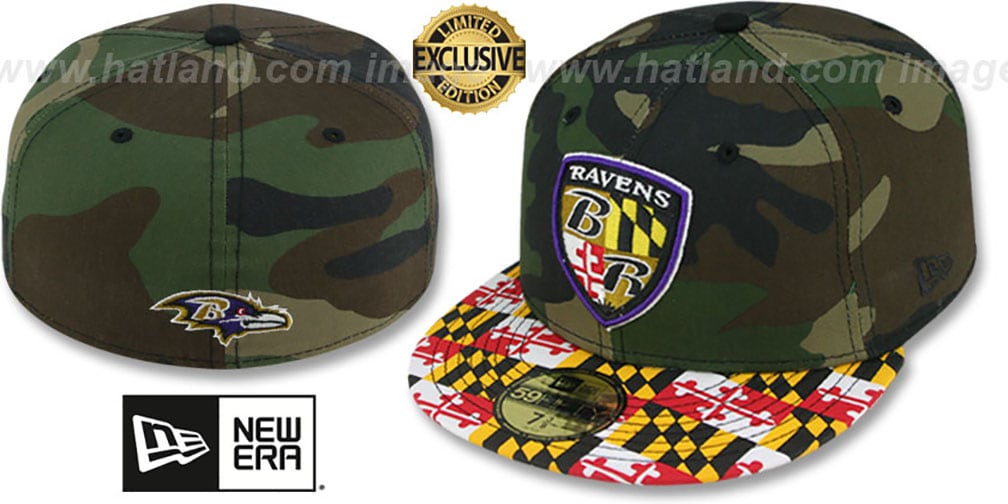 Baltimore Ravens ALT MARYLAND-FLAG Army Camo Fitted Hat