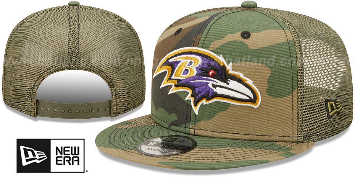 Baltimore Ravens ARMY CAMO TRUCKER Hat by New Era