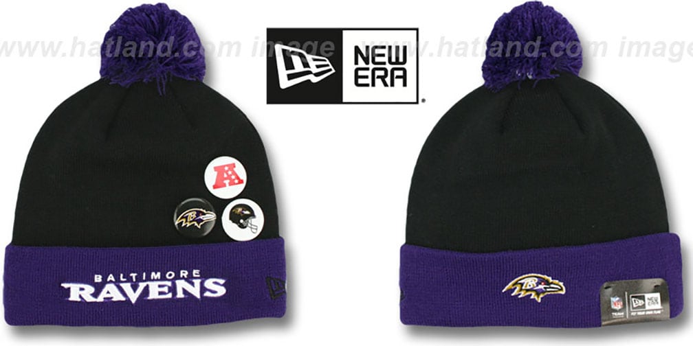 Baltimore Ravens BUTTON-UP Knit Beanie Hat by New Era