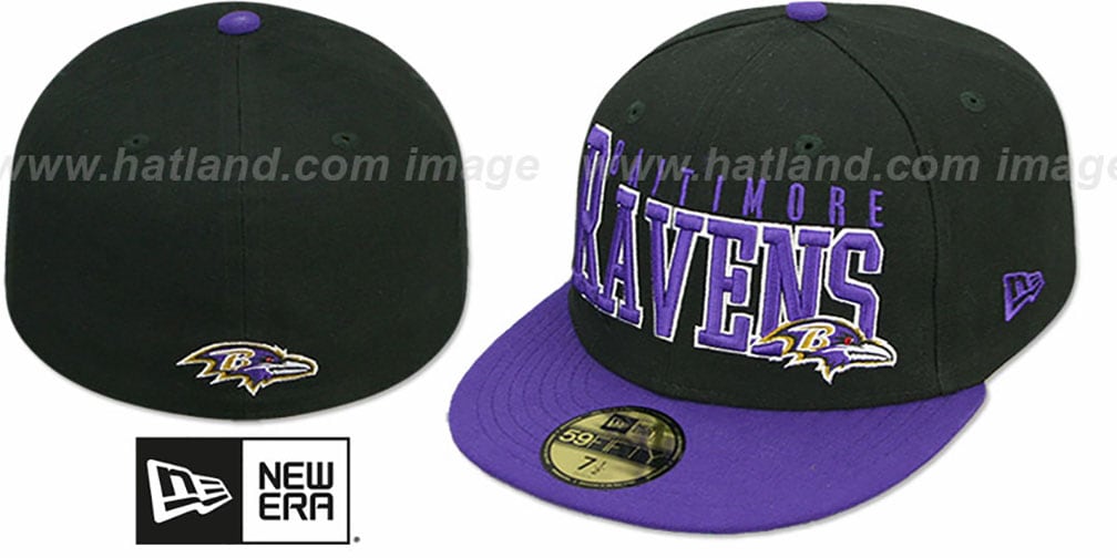 Baltimore Ravens NFL 2T CHOP-BLOCK Black-Purple Fitted Hat