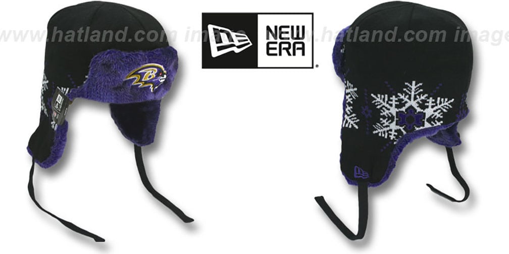 Baltimore Ravens SNOWFLAKE TRAPPER Black-Purple Knit Hat