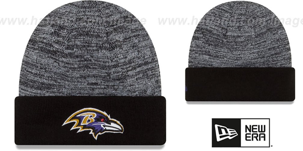 Ravens TEAM-RAPID Black-White Knit Beanie Hat by New Era