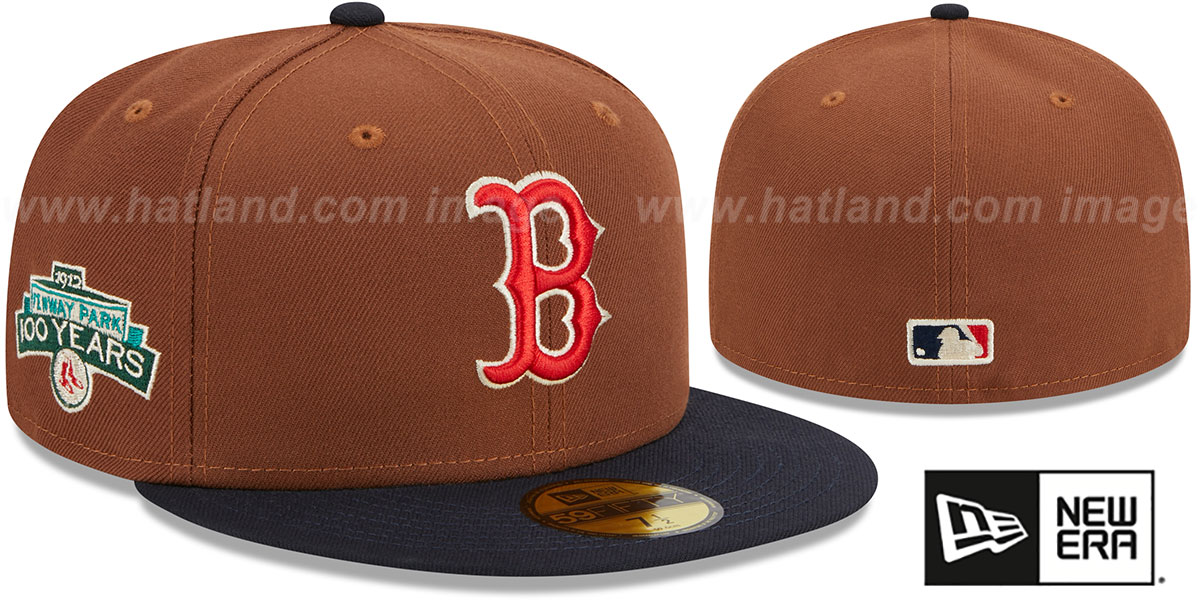 Boston Red Sox HARVEST SIDE-PATCH Brown-Navy Fitted Hat