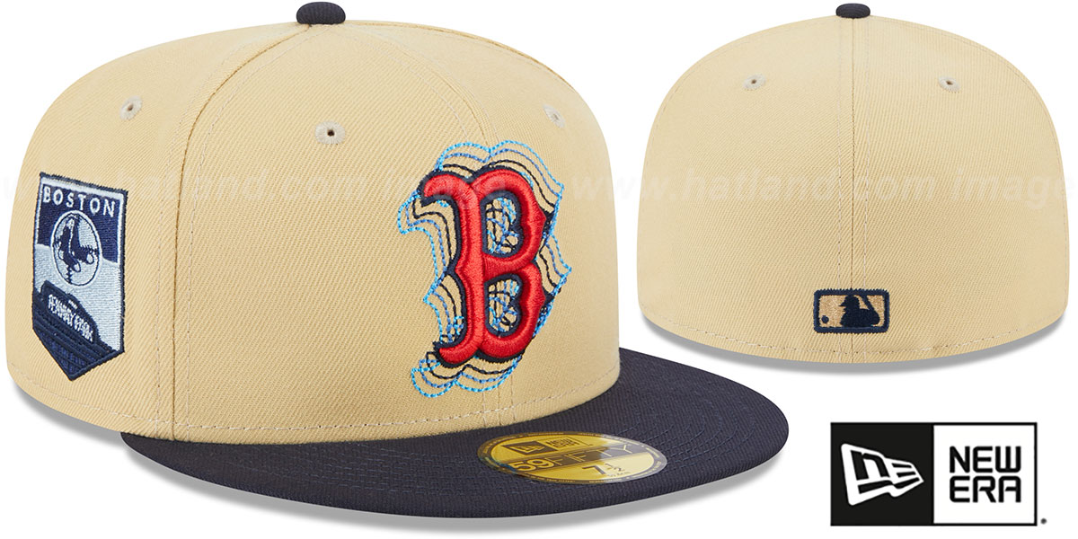 Boston Red Sox ILLUSION SIDE-PATCH Gold-Navy Fitted Hat