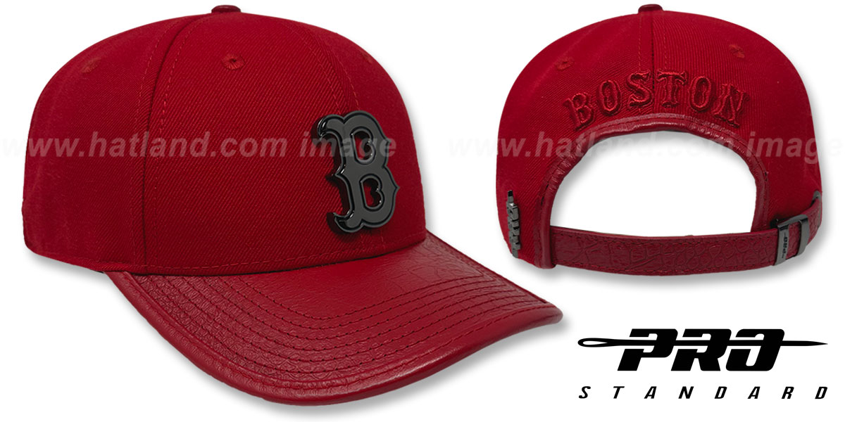 Boston Red Sox LOW-PRO BLACK METAL BADGE STRAPBACK Red Hat