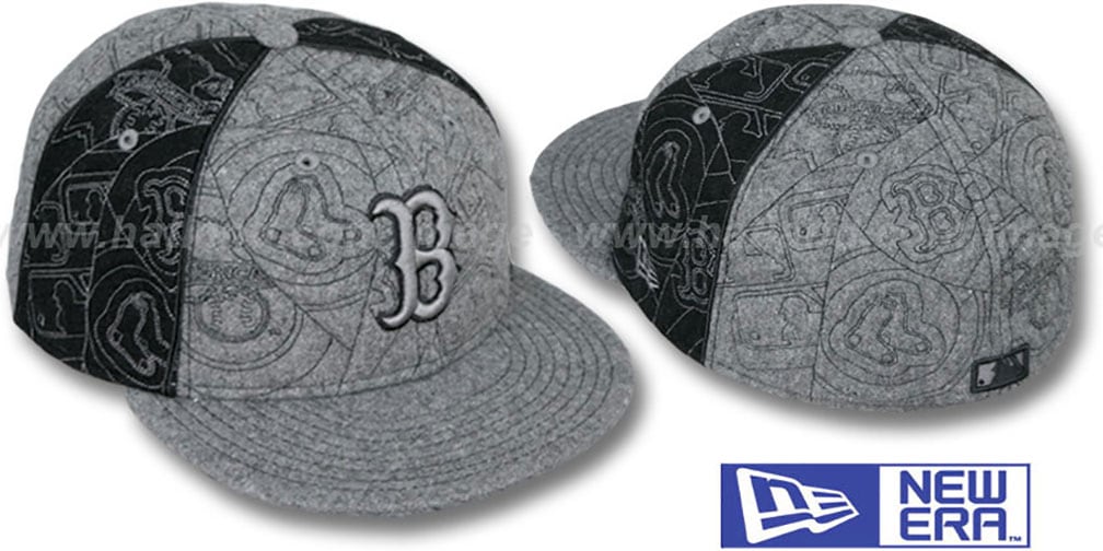 Red Sox MELTON PUFFY PINWHEEL Grey-Black Fitted Hat