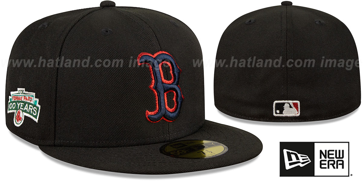 Boston Red Sox METALLIC LOGO SIDE-PATCH Black Fitted Hat
