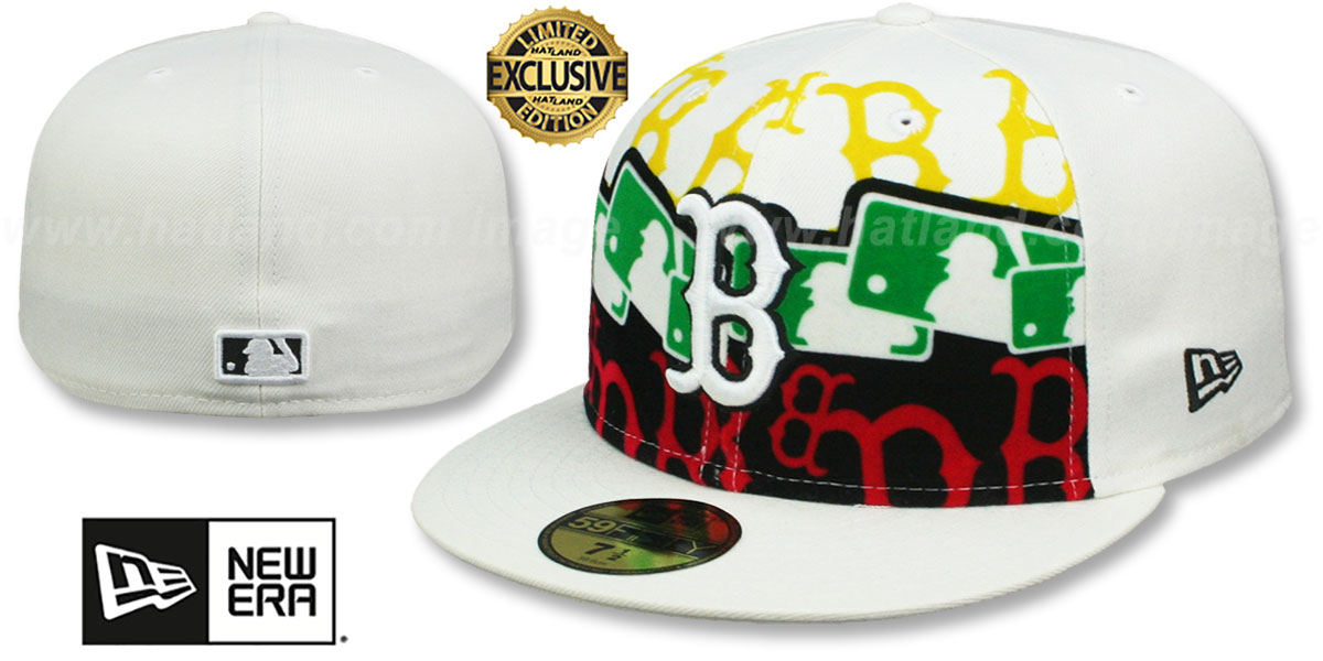Boston Red Sox RASTA LAYERED White Fitted Hat by New Era