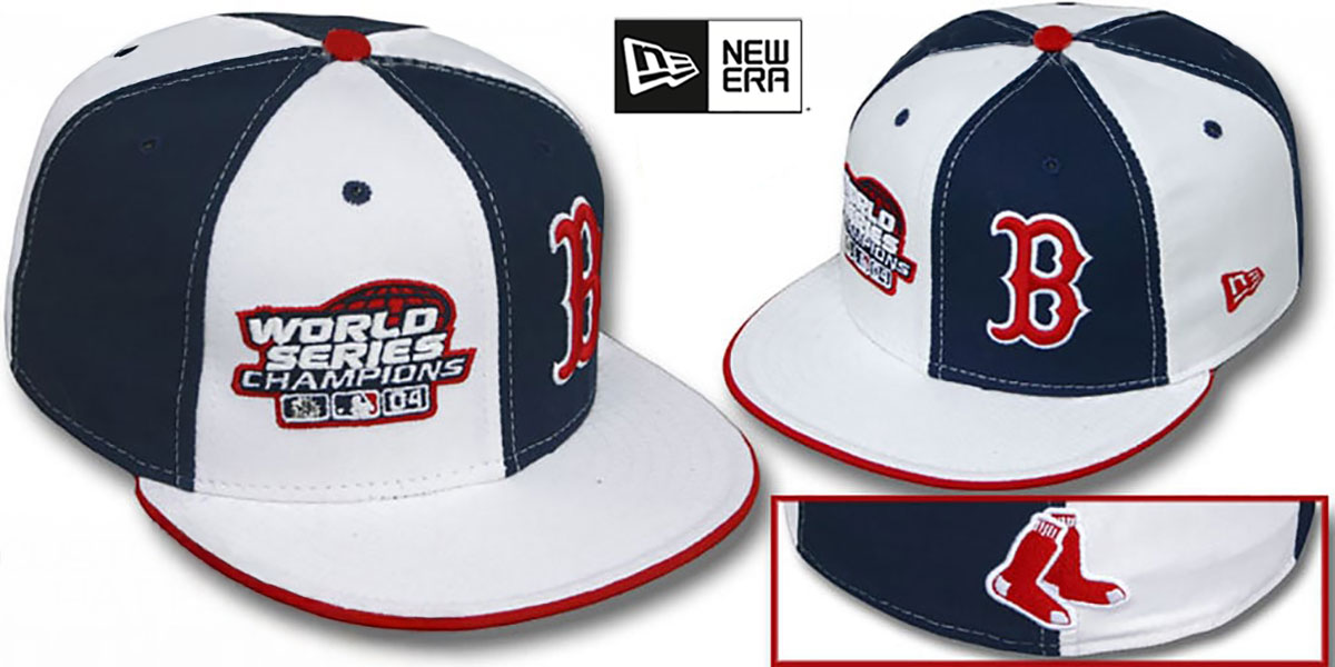 Boston Red Sox WS CHAMPS DOUBLE WHAMMY White-Navy Fitted Hat