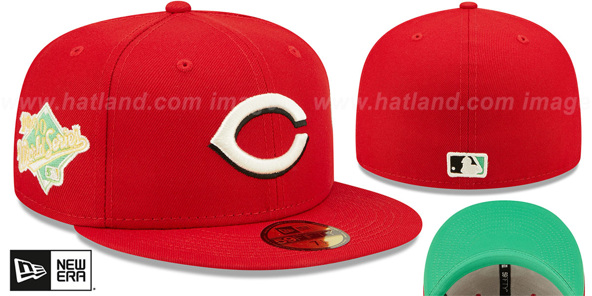 Cincinnati Reds 1990 WS CITRUS POP Red-Green Fitted Hat
