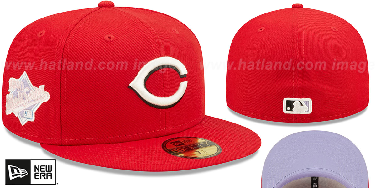 Cincinnati Reds 1990 WS POP-SWEAT Red-Lavender Fitted Hat