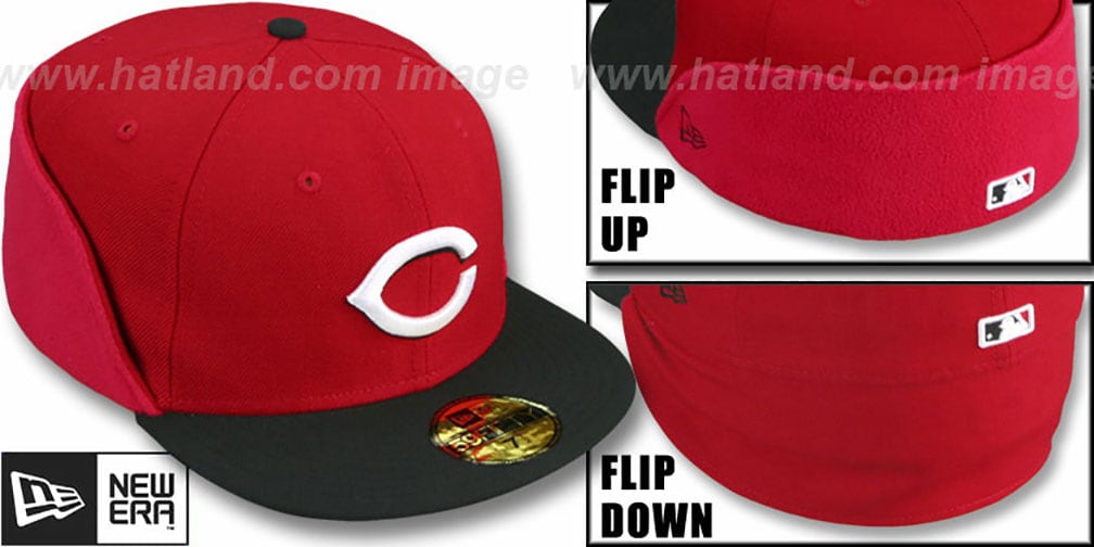 Cincinnati Reds CLEAN CUT FLIP-DOWN Red-Black Fitted Hat