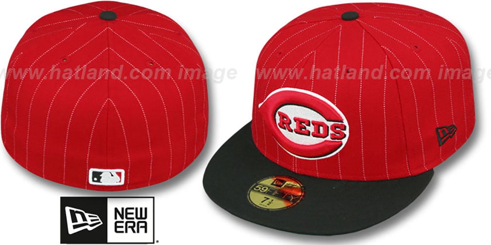 Cincinnati Reds PIN-SCRIPT Red-Black Fitted Hat by New Era