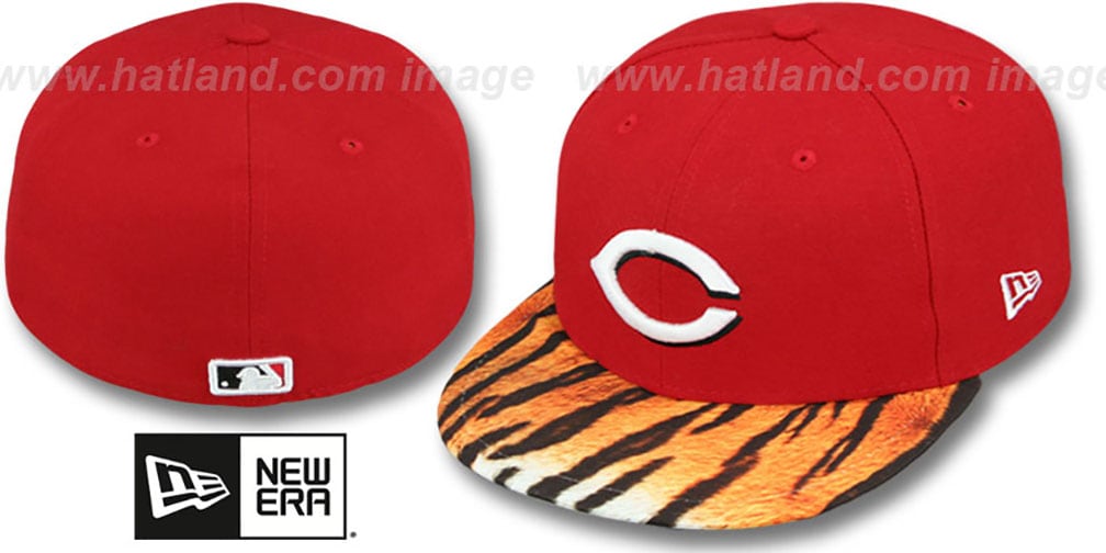 Cincinnati Reds REAL TIGER VIZA-PRINT Red Fitted Hat